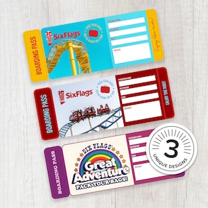 Six Flags Printable Surprise Trip Tickets - Vacation Ticket - Boarding ...