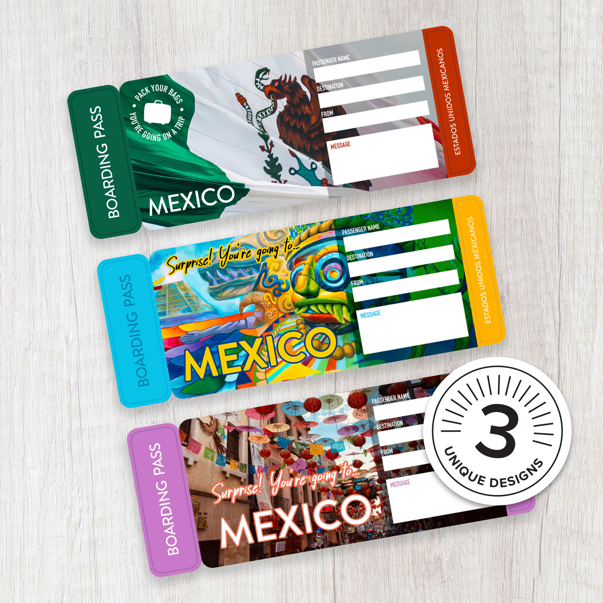 Mexico Printable Surprise Trip Tickets - Vacation Ticket - Boarding Pass - Print at Home - Etsy
