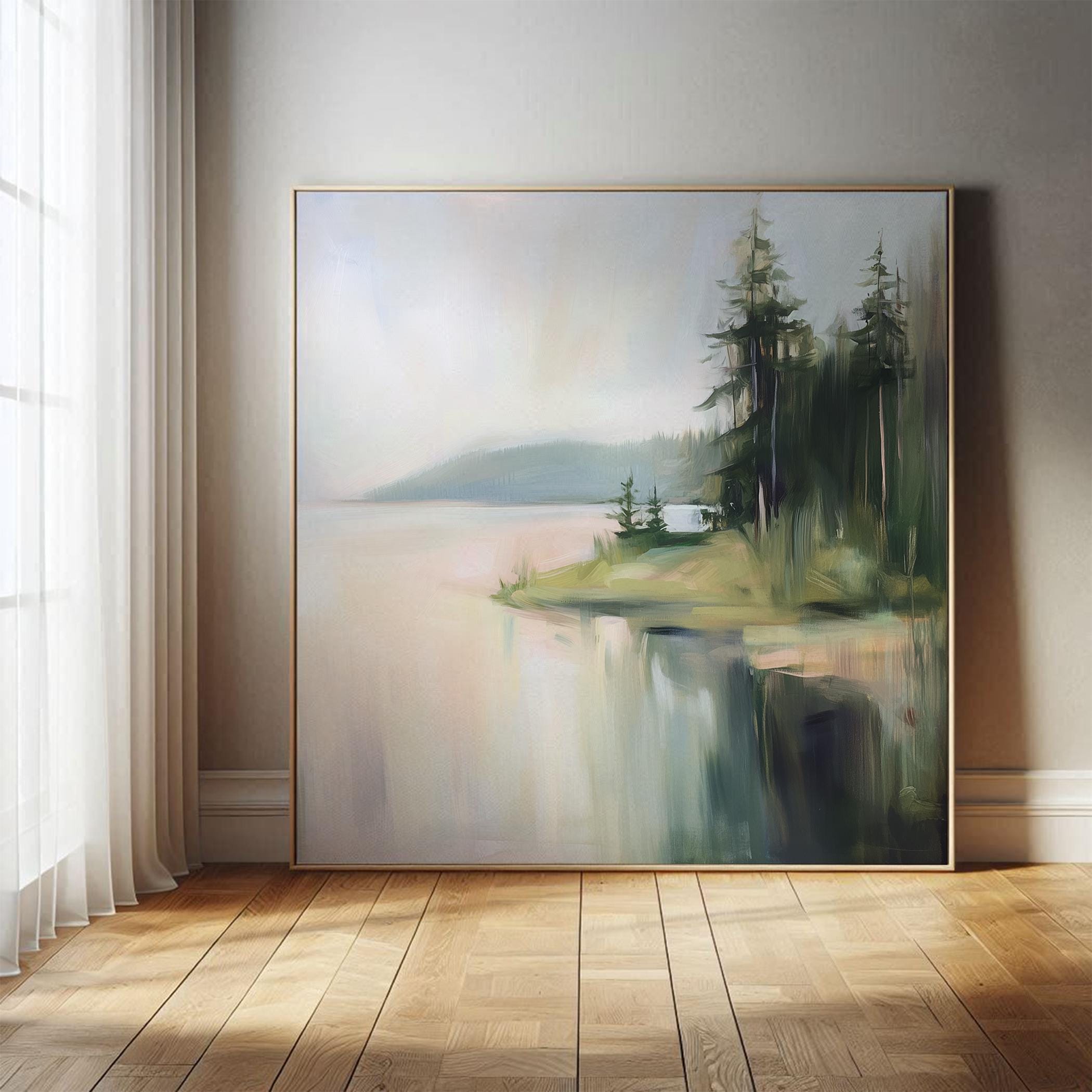 Abstract Lake Art Print, Modern Abstract Lake, Abstract Lake Art ...