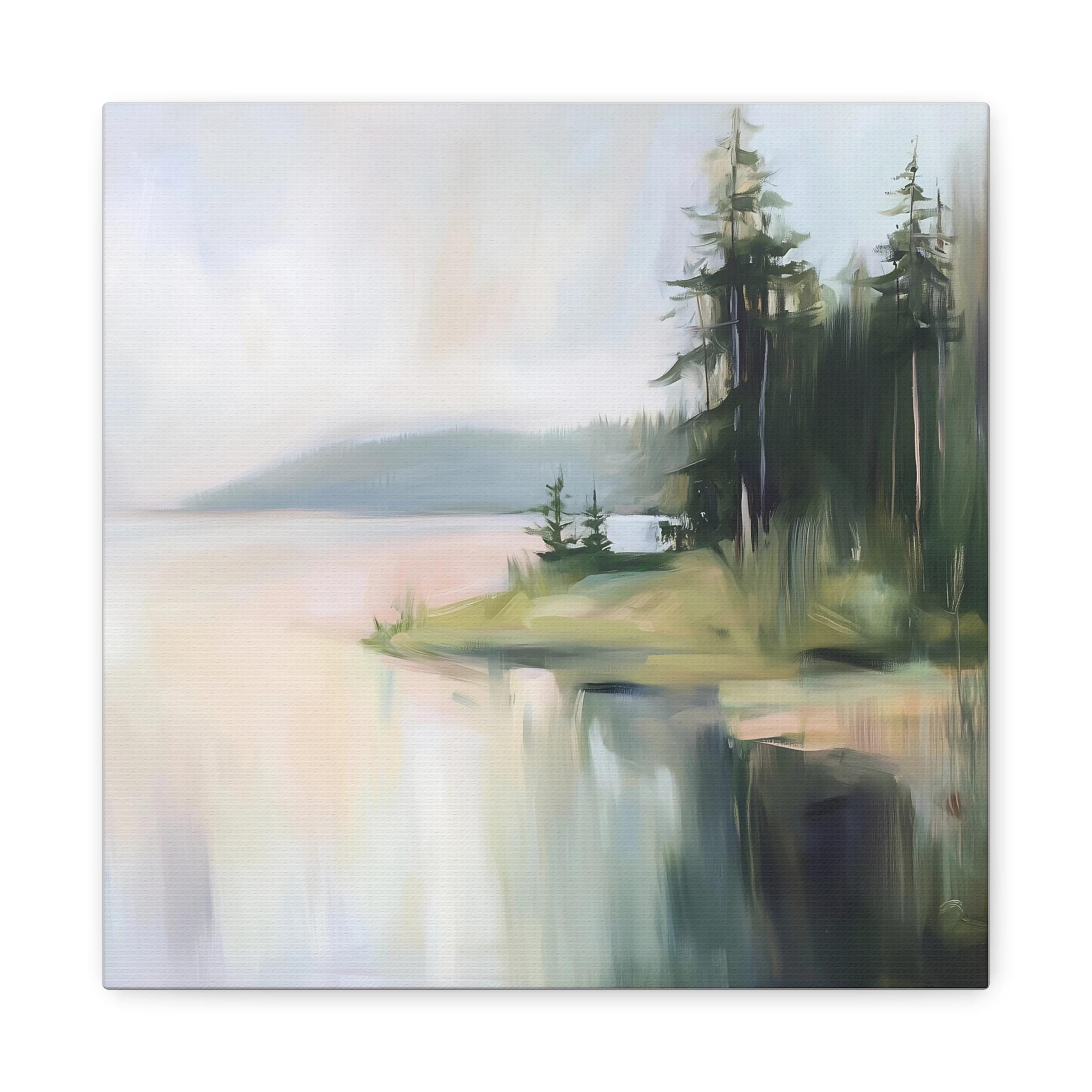 Abstract Lake Art Print Canvas, Modern Abstract Lake, Abstract Lake Art ...