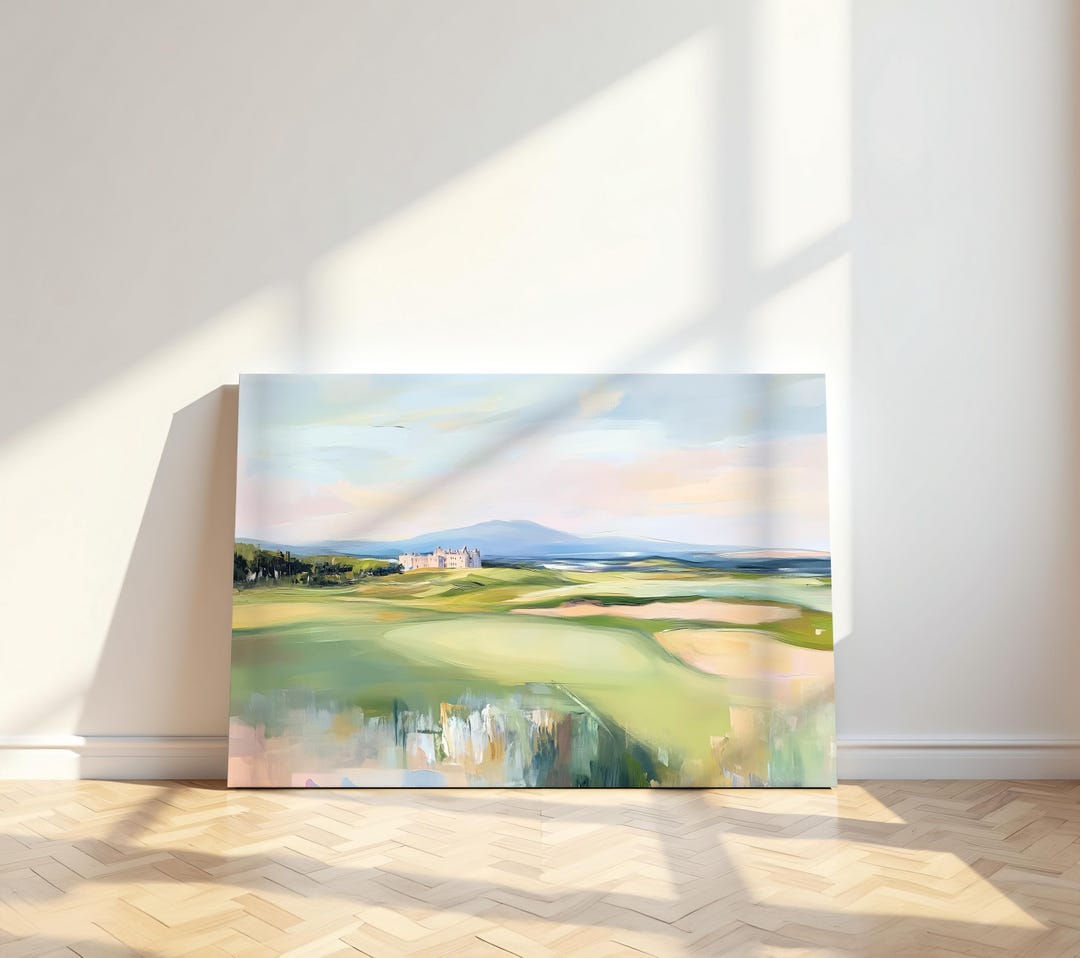 St. Andrew's Scotland Golf Painting, Old Course Wall Art, Abstract Golf ...