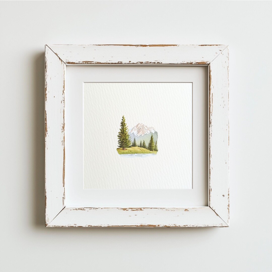 Miniature Mountains Watercolor Painting Print, Small Nature Art ...