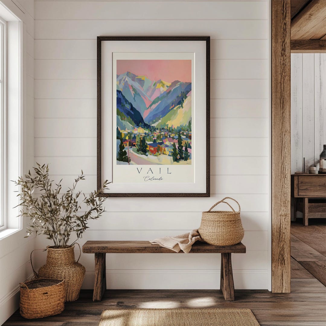 Vail Colorado Travel Poster, Ski Resort Wall Art, Snowy Mountain Print ...