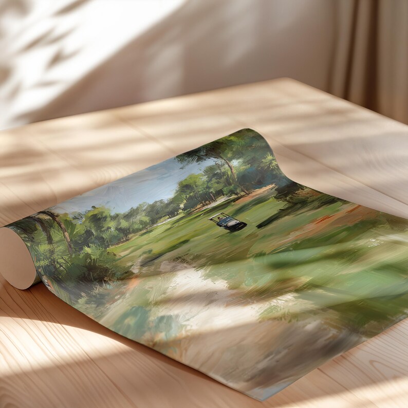 Golf Art Set | Abstract Golf Cart & Golf Course Illustration | Modern ...