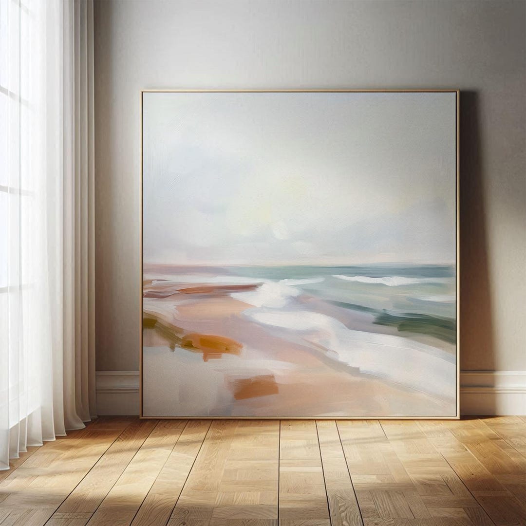 Large Abstract Ocean Art, Neutral Ocean Art, Large Abstract Beach ...