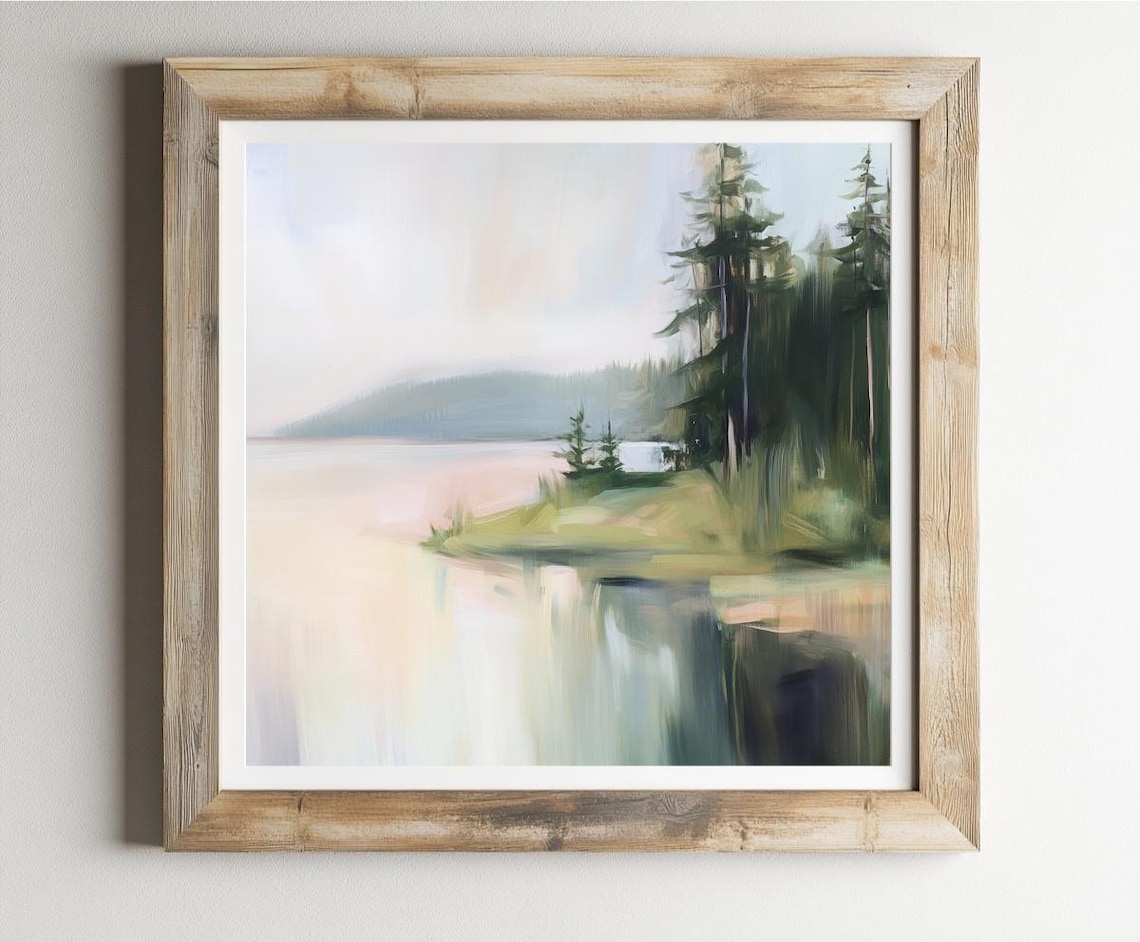 Abstract Lake Art Print, Modern Abstract Lake, Abstract Lake Art ...