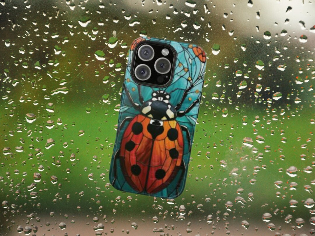 Colorful Stained Glass Illusion Ladybug, Tough iPhone Cases 16 15 14 13 ...