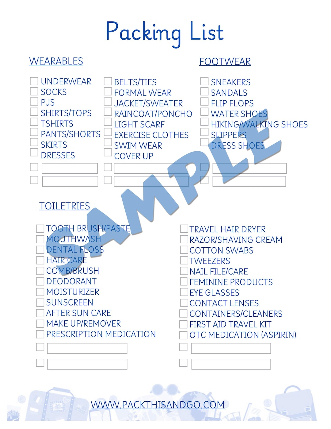 Digital or Printable Packing List. Anywhere You're Going, All You Need ...
