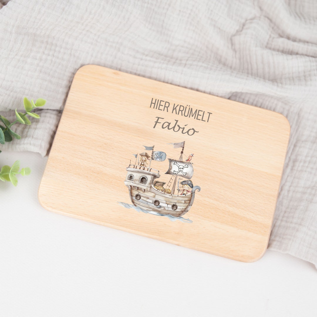 Breakfast Board Pirate Ship, Wooden Board With Name, Gift for School ...
