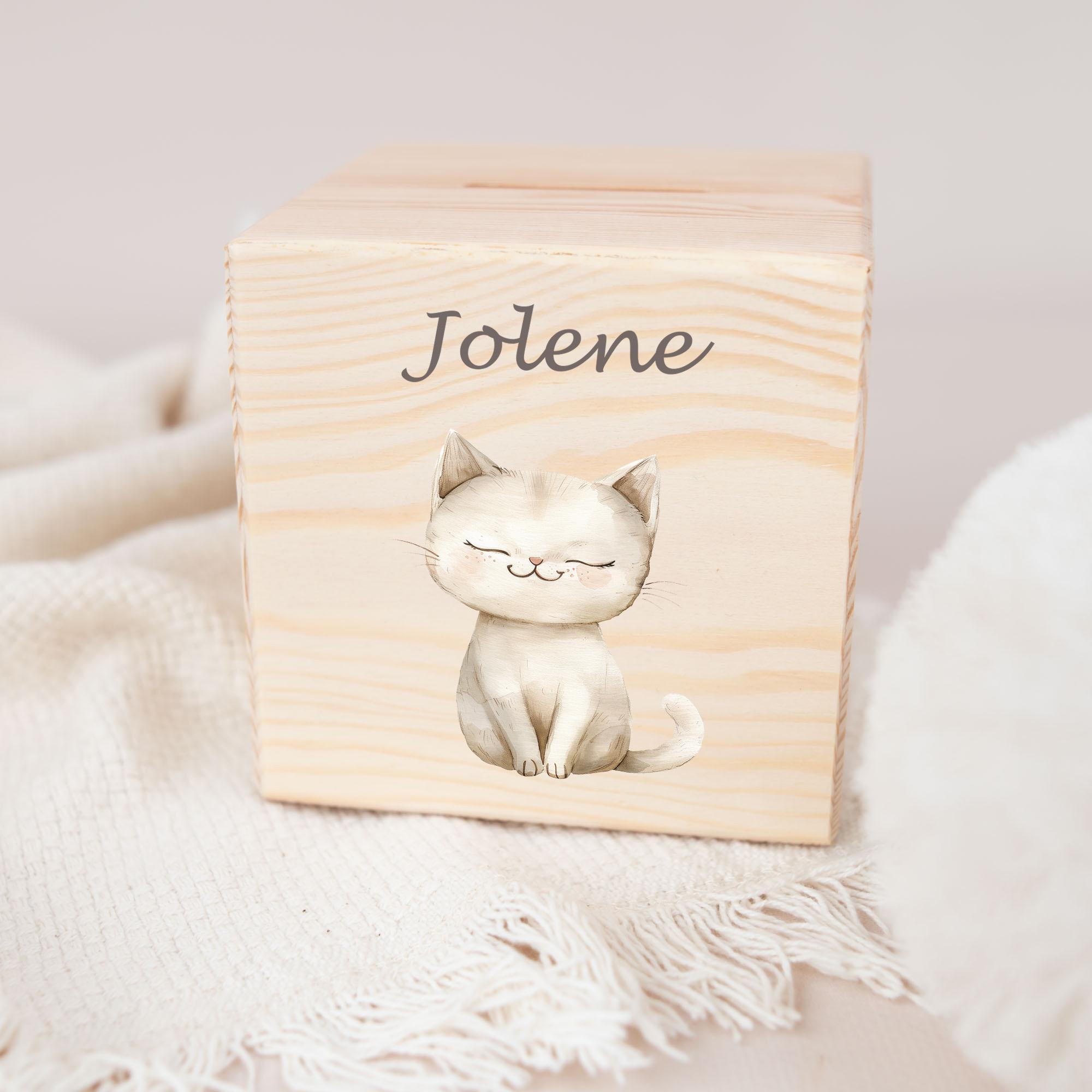 Custom Money Box, Christmas Gift , Wooden Money Box With Kitten for ...