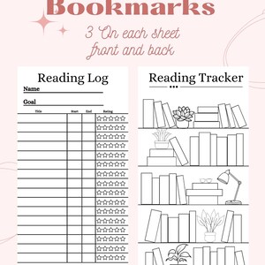 Printable Reading Log Bookmarks - Etsy