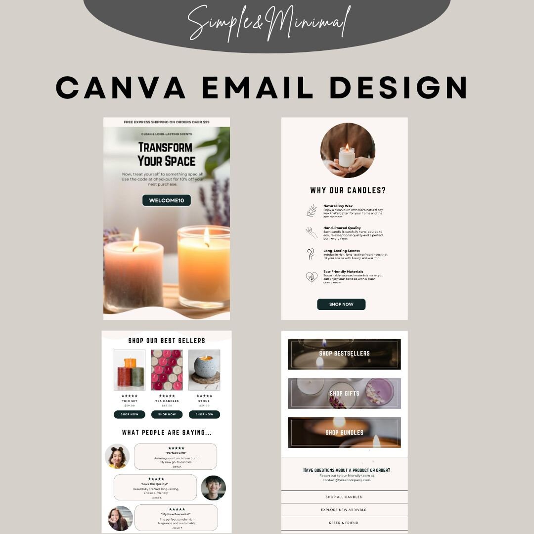 Neutral Welcome Email Design Template Klaviyo Canva Marketing - Etsy