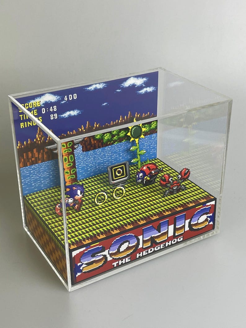 Sonic the Hedgedog Cube Diorama Sonic Cube Diorama Sonic Gift Mega ...