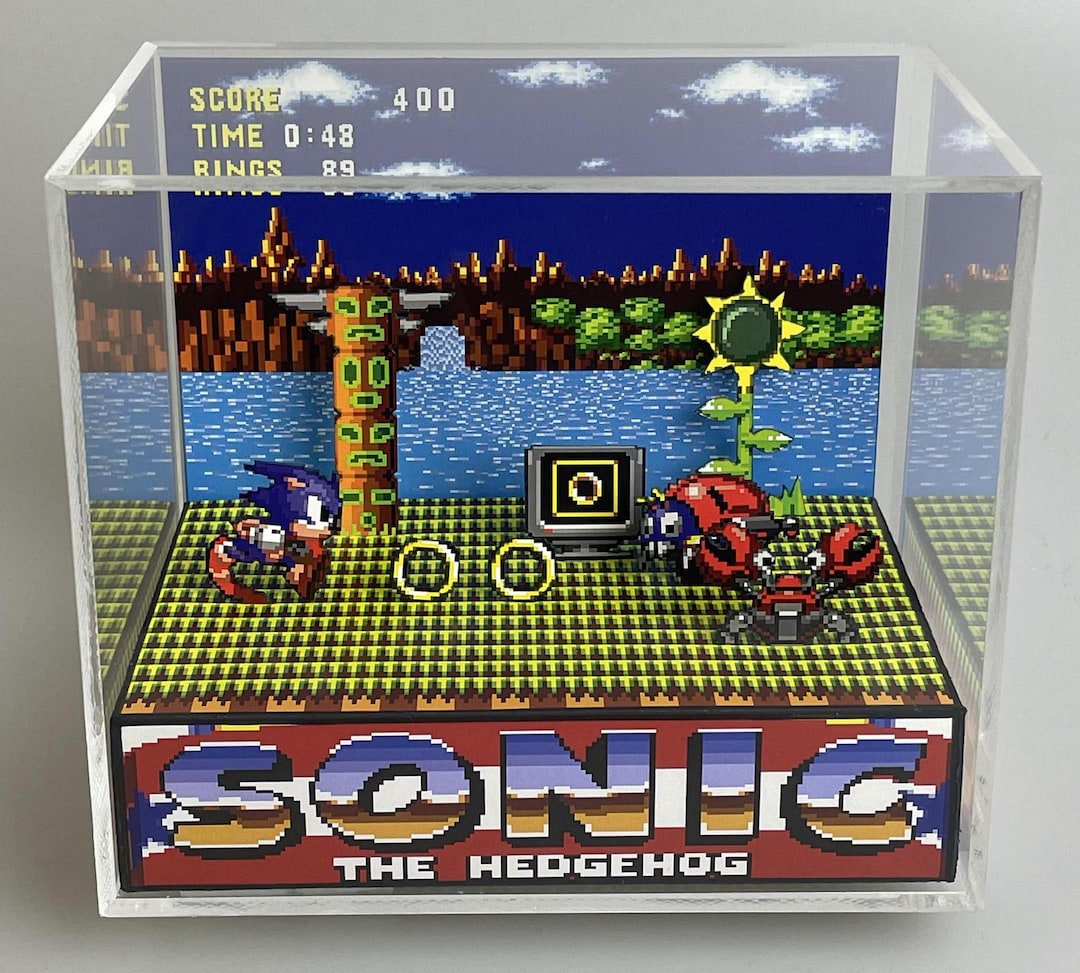 Sonic the Hedgedog Cube Diorama Sonic Cube Diorama Sonic Gift Mega ...