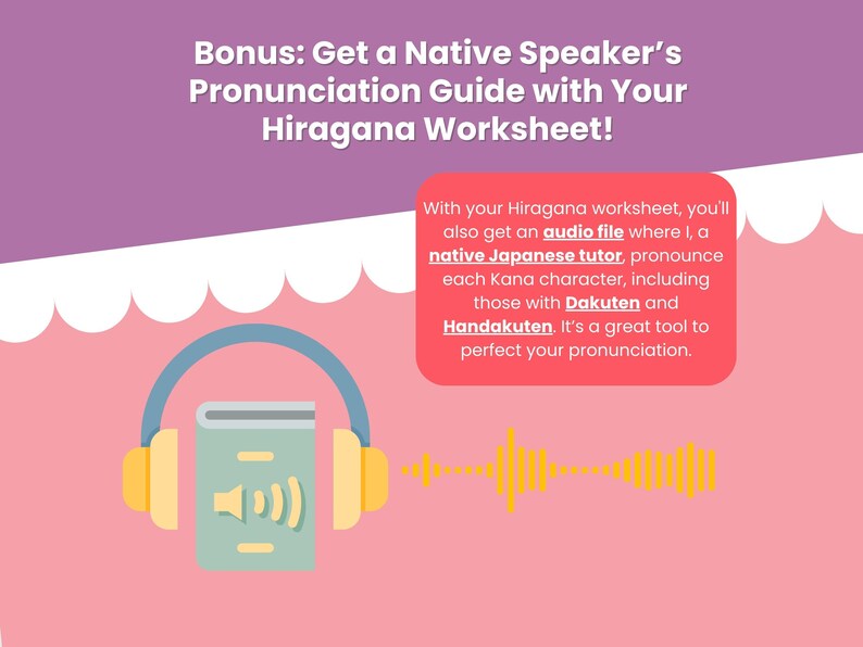 Japanese Hiragana Poster and Writing Practice Worksheet With Native ...