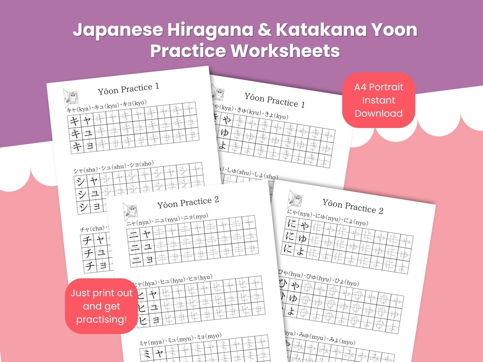 Japanese Hiragana and Katakana Practice COMPLETE BUNDLE With Native ...