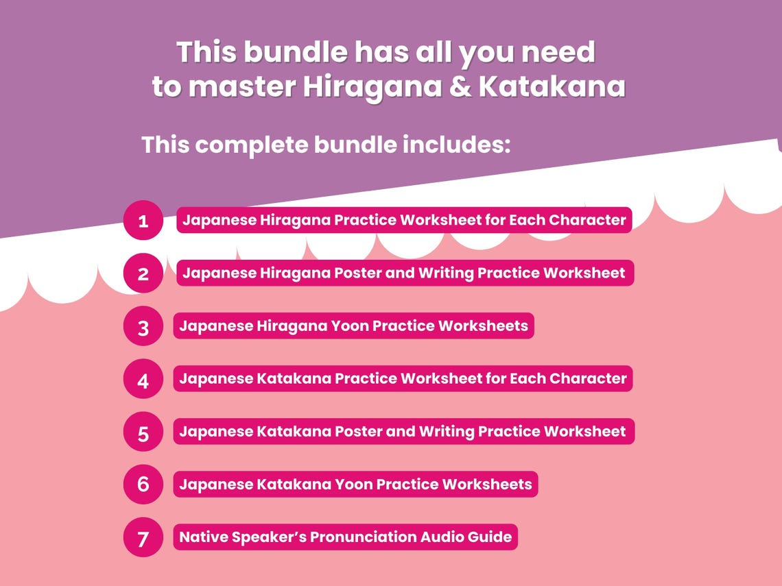 Japanese Hiragana and Katakana Practice COMPLETE BUNDLE With Native ...