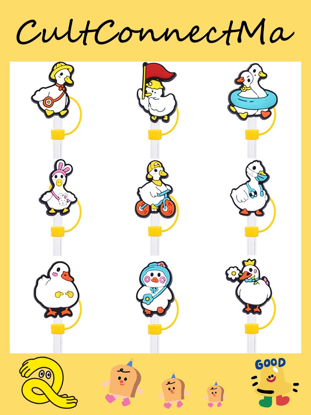 Little Yellow Duck Straw Cover Cartoon Duck Stanley Straw Lid Duck ...