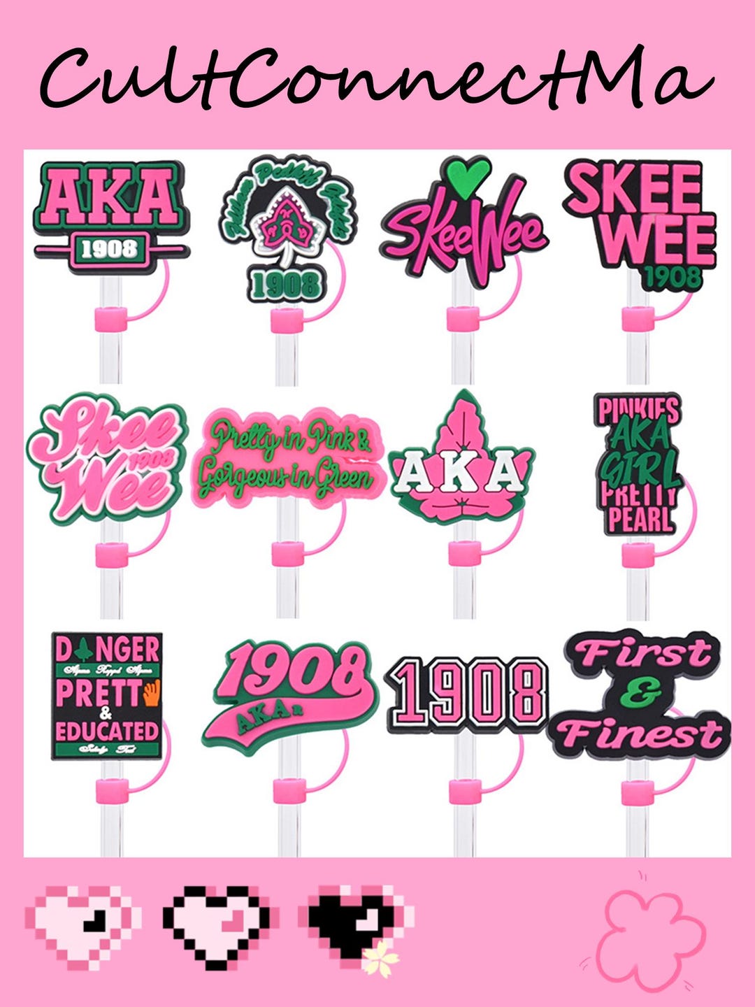 1908 AKA Straw Toppers Alpha Kappa Alpha Stanley Straw Covers Stanley ...