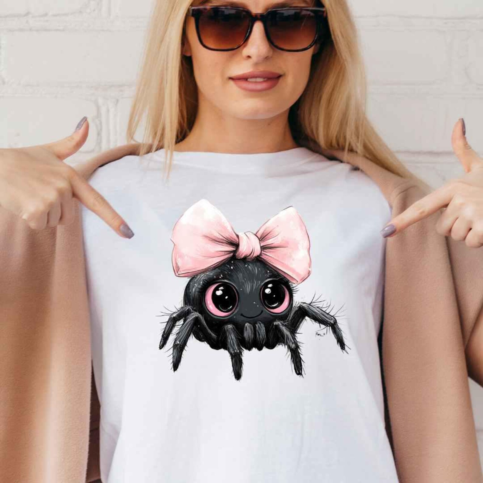 Spider Clipart, Pink Bow, Watercolor Style (PNG Digital Download) - Etsy