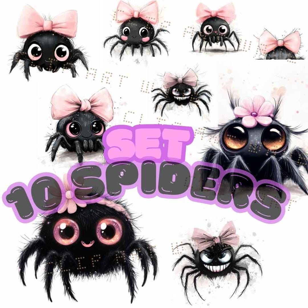 Set Black Cute Spider Png, Sweet Spider, Spider Lady, Pink Spider Png ...