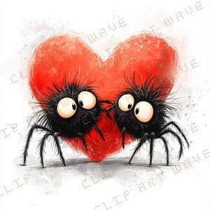 Cute Spider, Heart and Sweet Spider, Style Watercolor, Valentine's Day ...