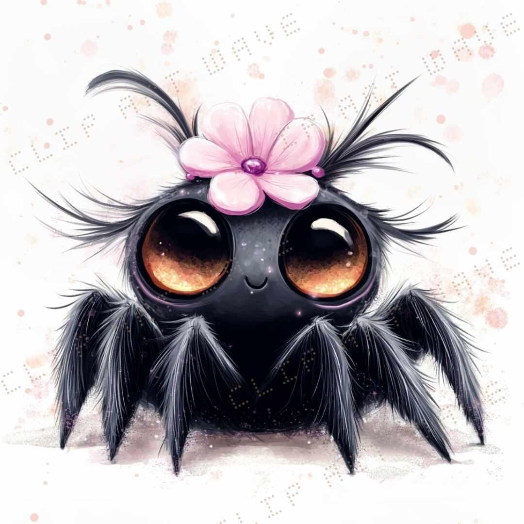 Black Cute Spider Png, Spider Clipart, Sweet Spider, Style Watercolor ...