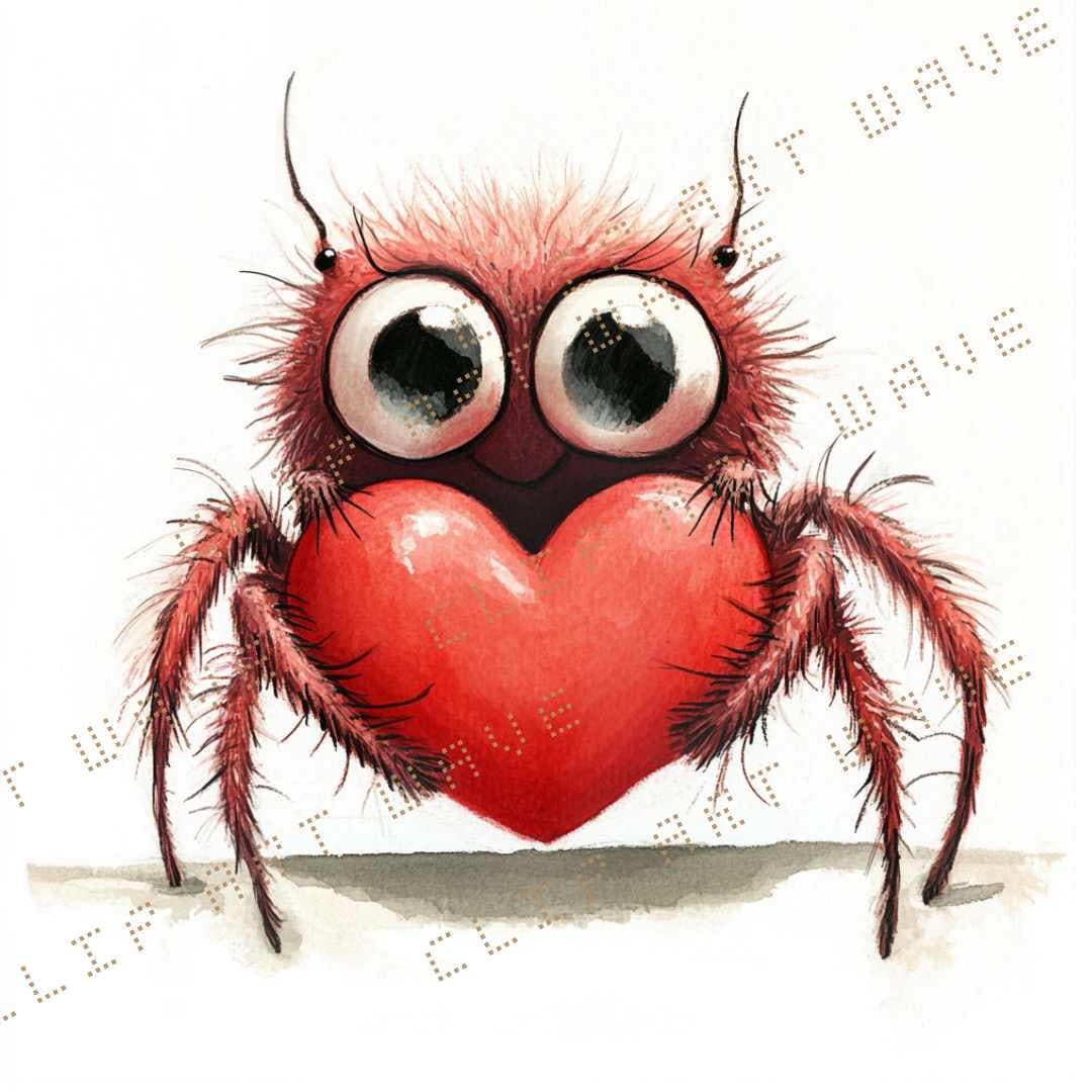 Cute Spider Png, Sweet Spider, Png, Style Watercolor, Valentine's Day ...