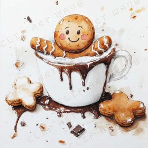 Christmas Cookie Clipart, Gingerbread PNG, Christmas Chocolate Cup ...