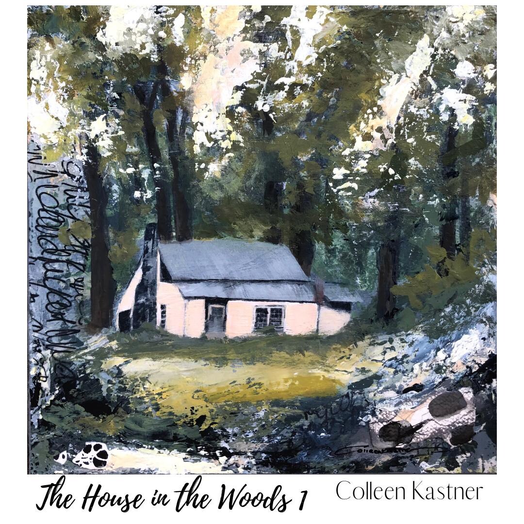 Rustic Cabin in Contemporary Abstract Woods Setting, Print of Mixed ...