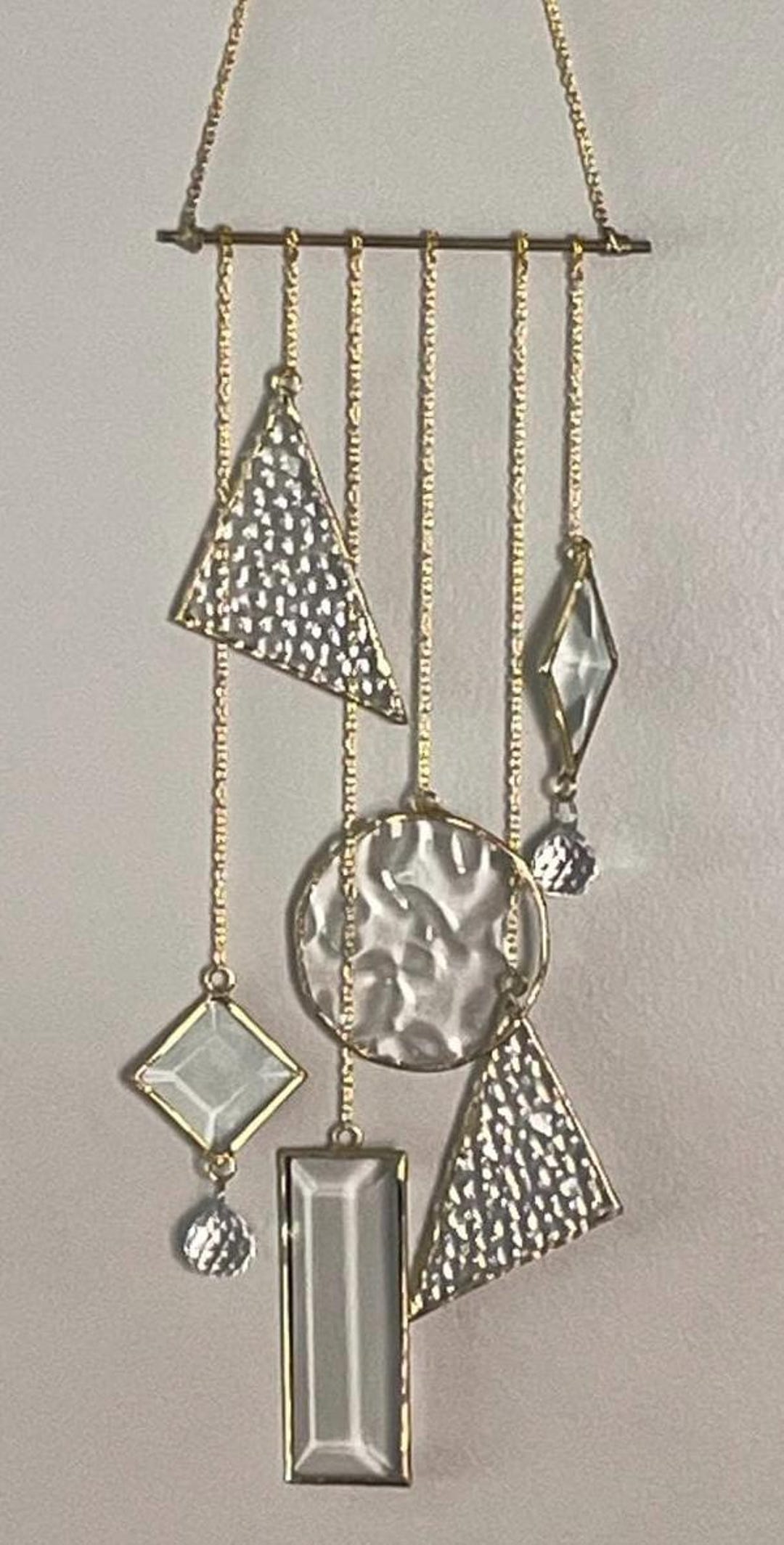 Stained Glass Mobile. Modern. Gold With Clear Glass. - Etsy