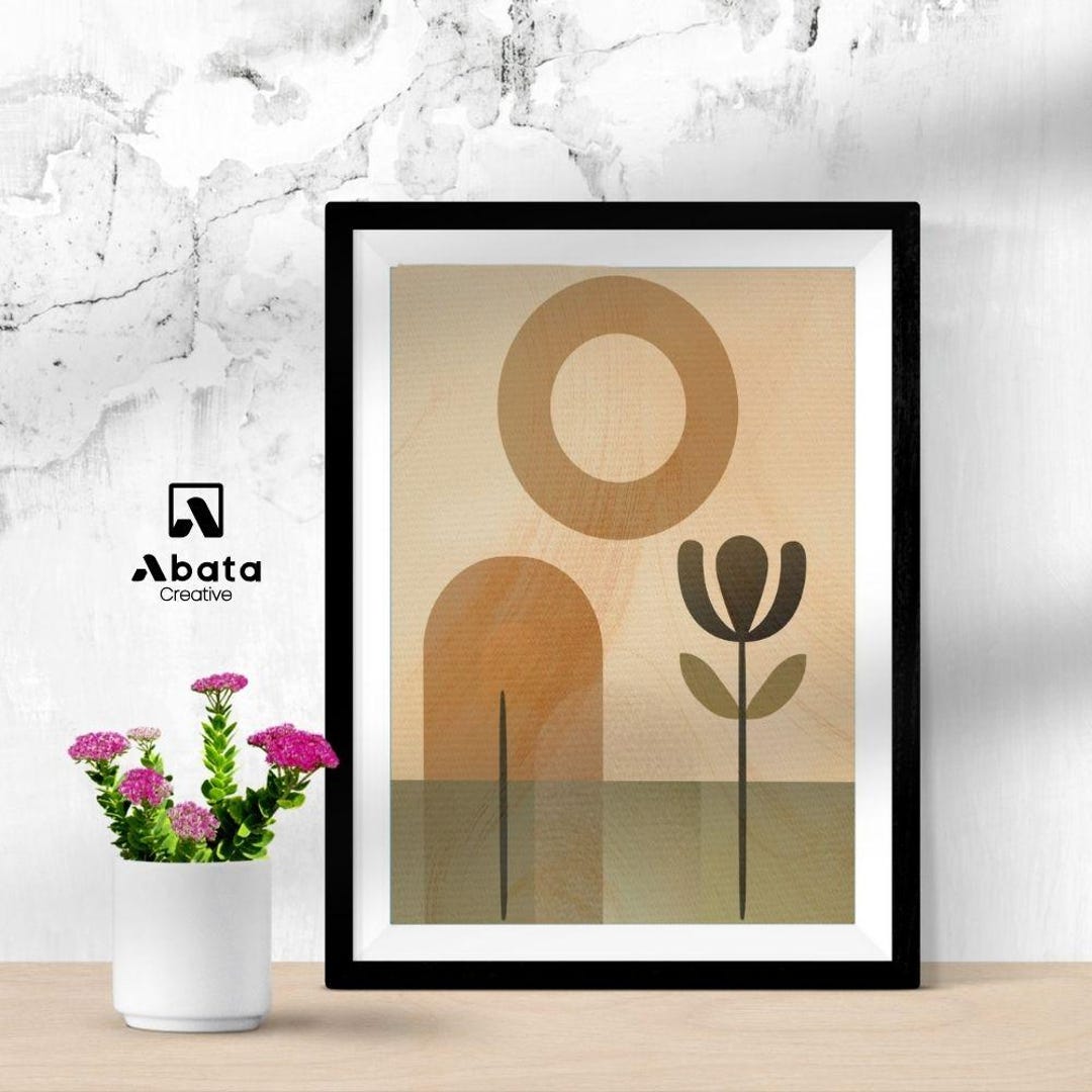 Modern Abstract Wall Art Set - Minimalist Botanical Prints - Earthy ...
