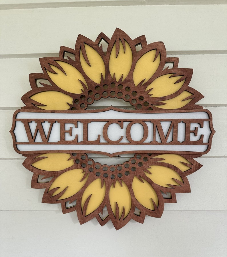 Sunflower Wooden Sign, Laser Cut, Hand Painted, Made in New York, Fall ...