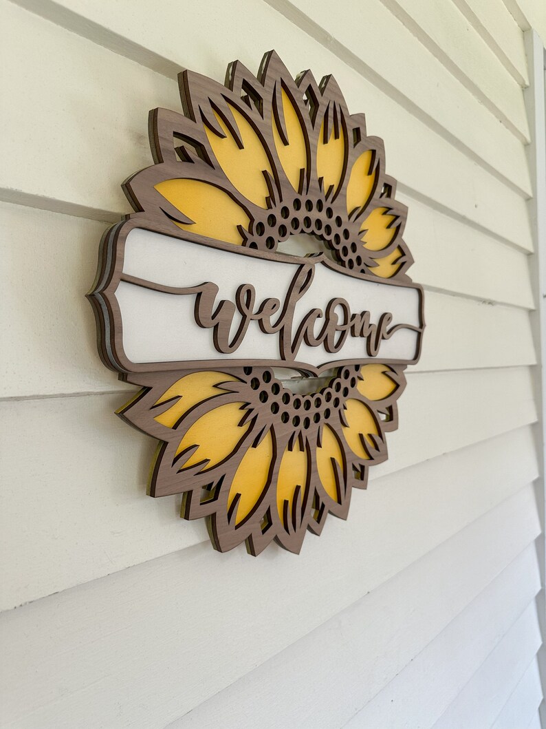 Sunflower Wooden Sign, Laser Cut, Hand Painted, Made in New York, Fall ...