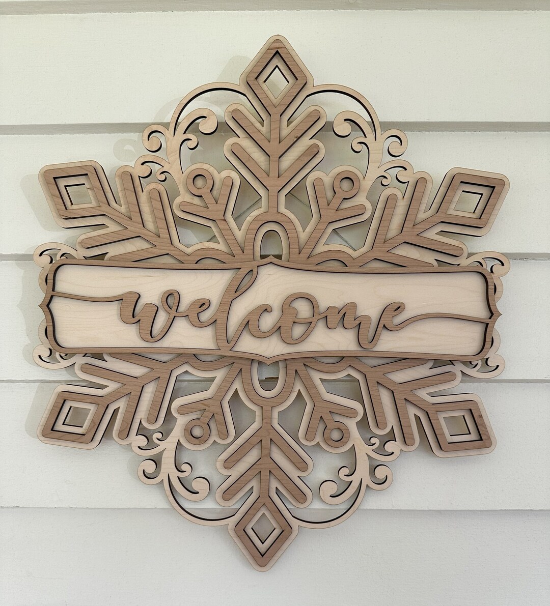 Winter Snowflake Welcome Sign, Hand Painted Wooden Snowflake, Multi ...