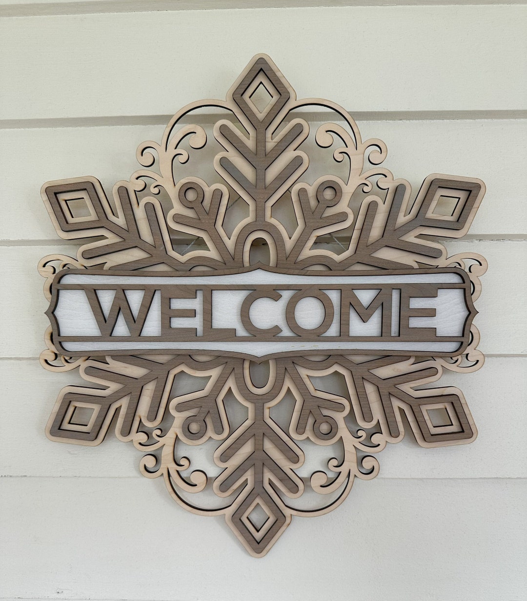 Winter Snowflake Welcome Sign, Hand Painted Wooden Snowflake, Multi ...