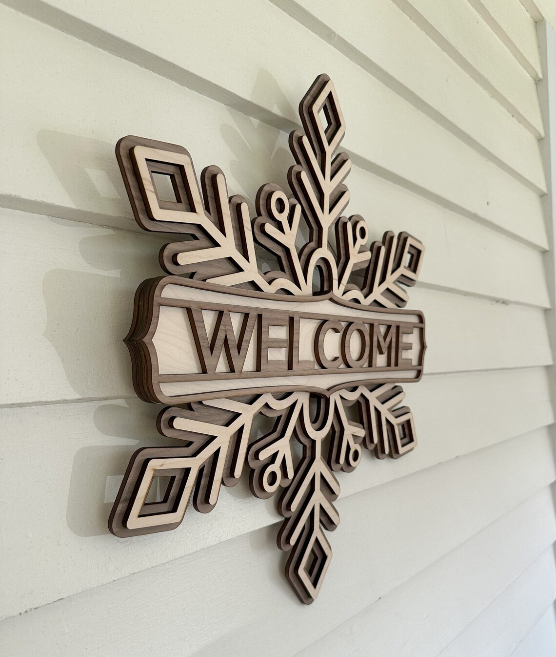 Winter Snowflake Welcome Sign, Hand Painted Wooden Snowflake, Multi ...