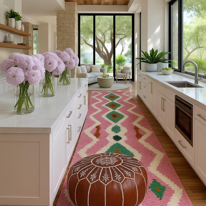 Pink and Red Rug Runner - Etsy UK