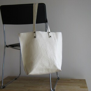 Cream / off White / Egg Shell Embossed Leather Tote Shoulder - Etsy