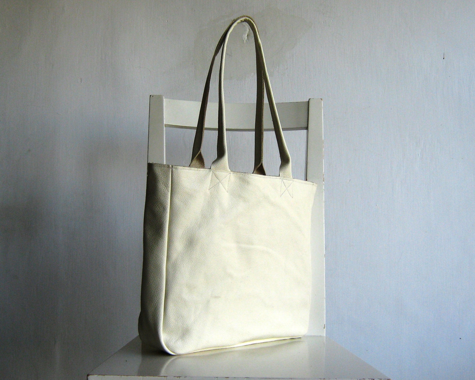 Egg Shell Genuine Leather Tote Shoulder Bag | Etsy