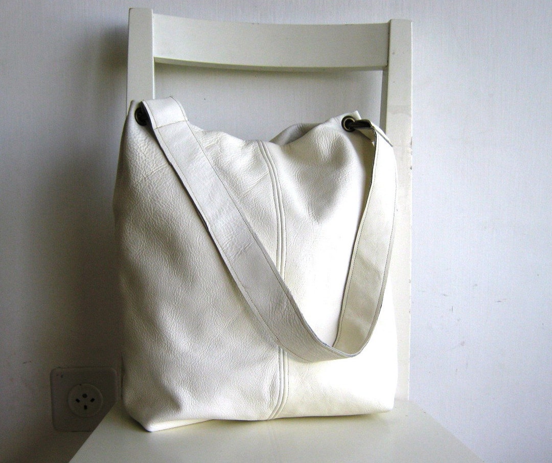 Cream /egg Shell Shoulder Leather Bag - Etsy