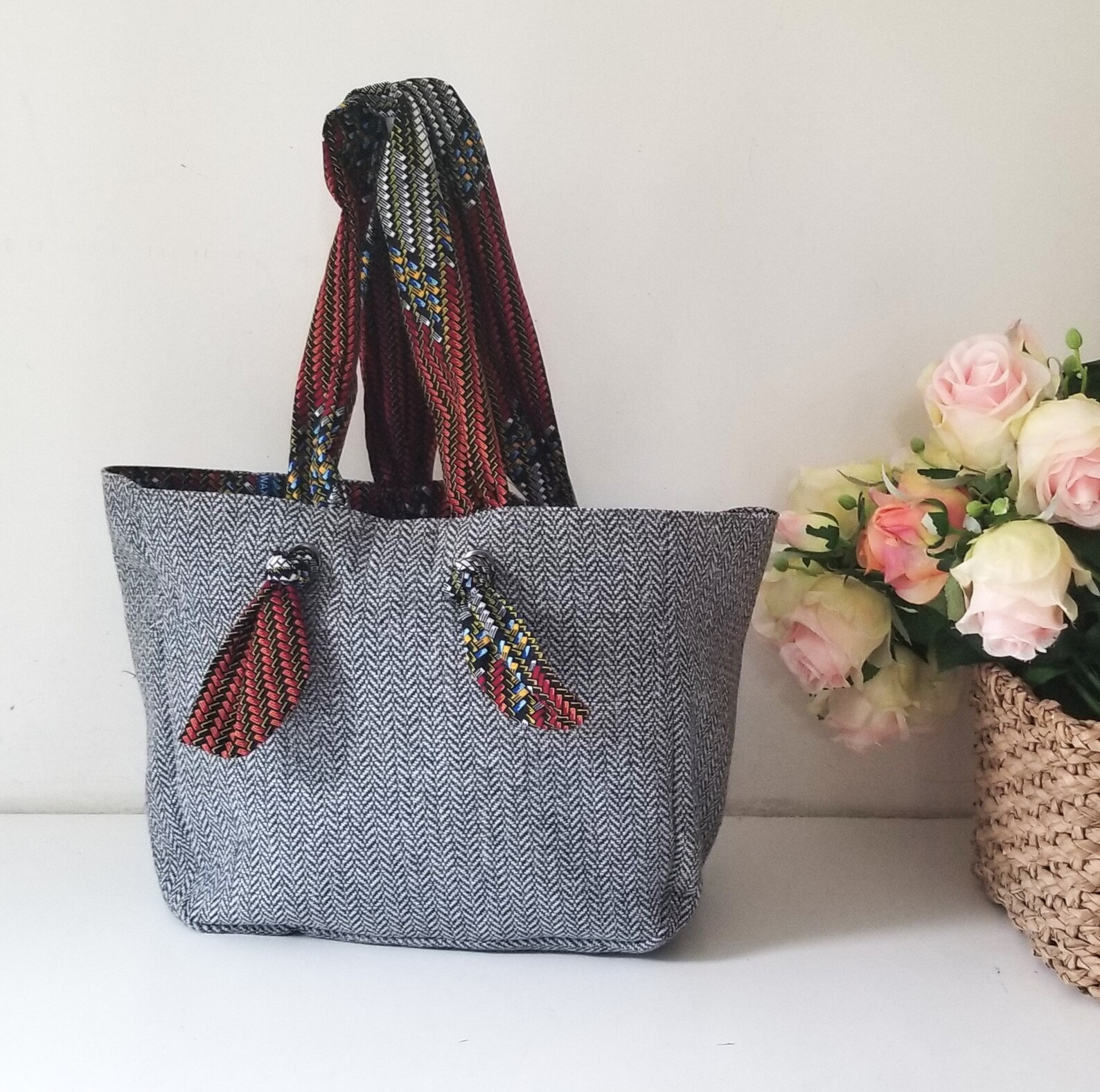 Japanese Ethnic Design Inspired With a Twist - Tote Bag With Fabric ...