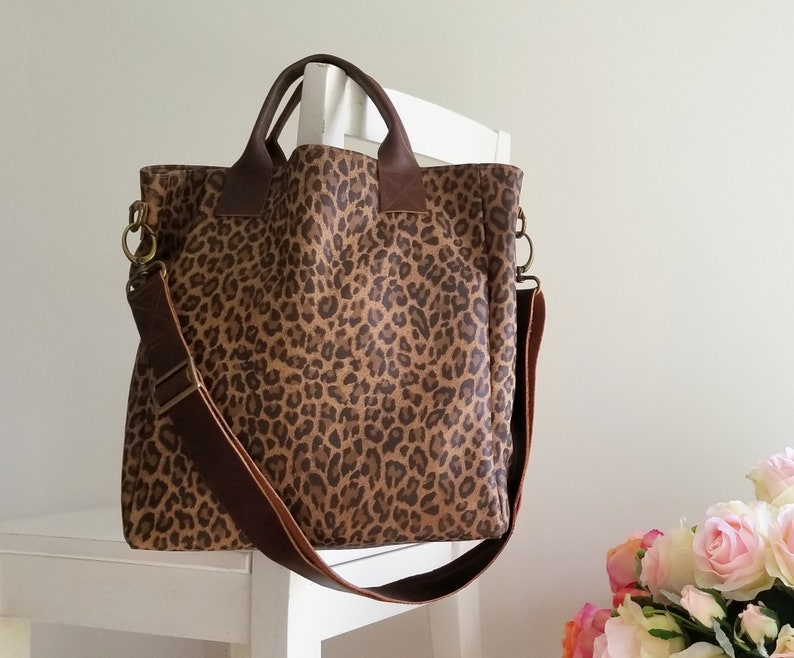 Leopard Print Genuine Leather Medium Unisex Handbag / Messenger - Etsy