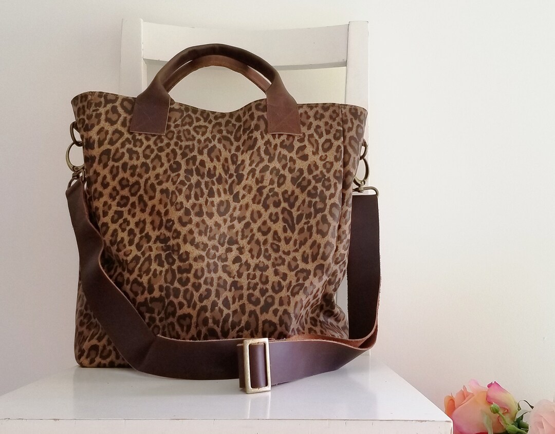 Leopard Print Genuine Leather Medium Unisex Handbag / Messenger - Etsy