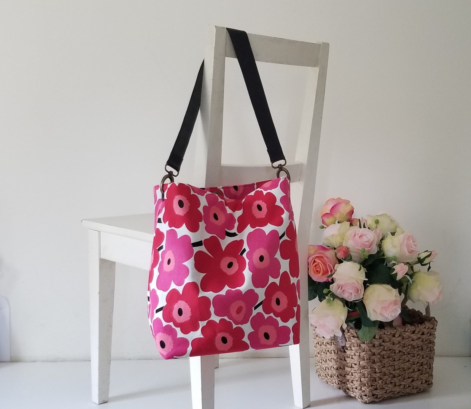 Marimekko Unikko red Poppies Hobo | Etsy