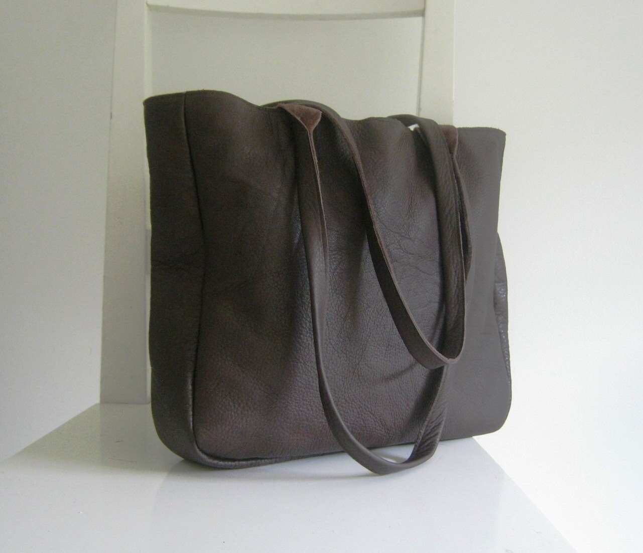 Brown Genuine Leather Tote Shoulder Bag - Etsy