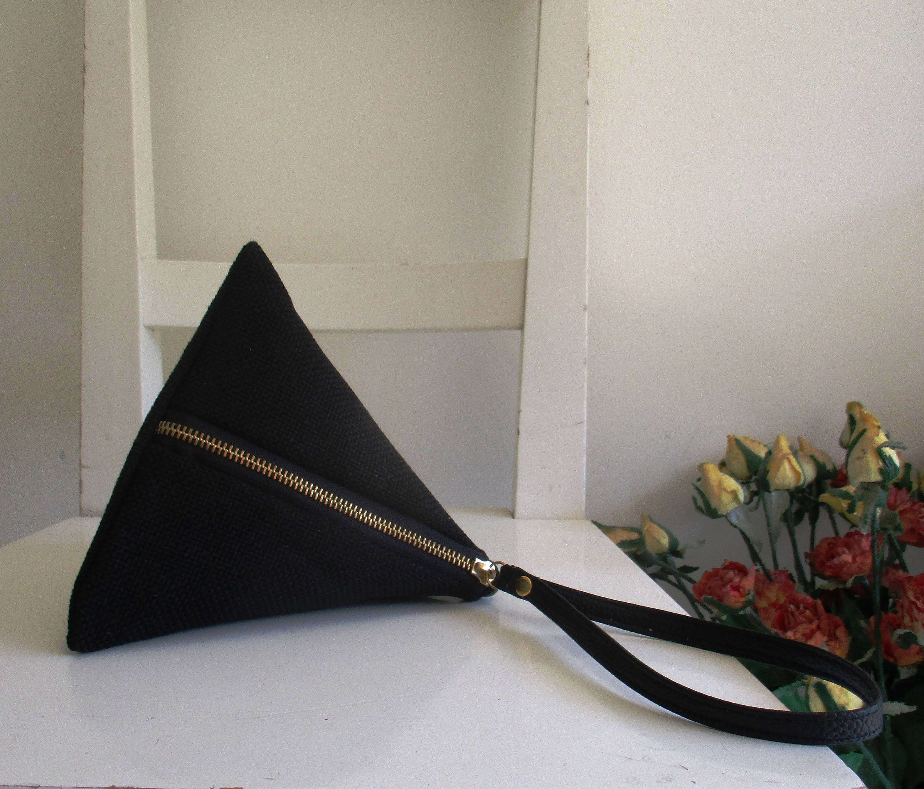 Black Pyramid Handbag / Clutch / Pouch / Pocket | Etsy