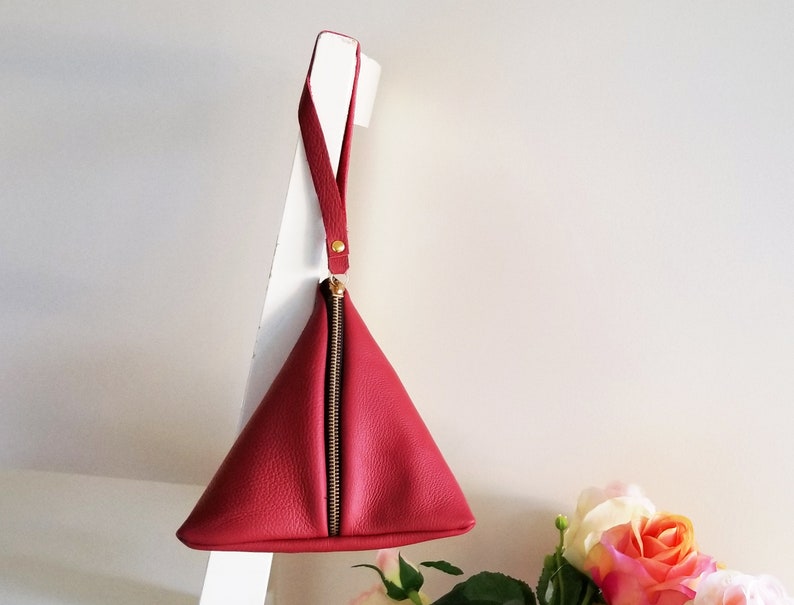 Red Pyramid Leather Handbag / Clutch / Pouch / Pocket - Etsy