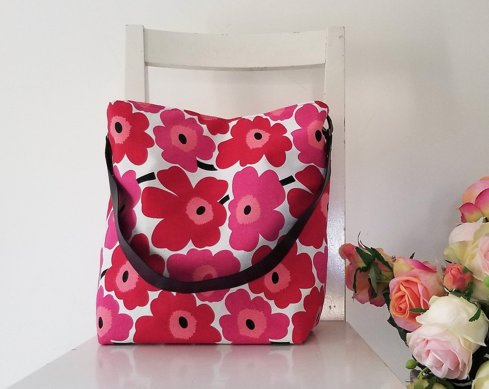 Marimekko Unikko red Poppies Hobo | Etsy