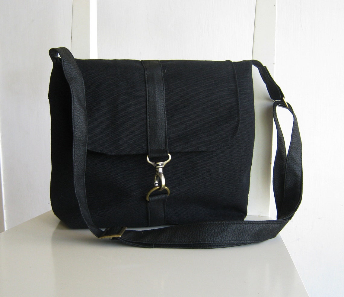 Black Canvas Satchel - Etsy